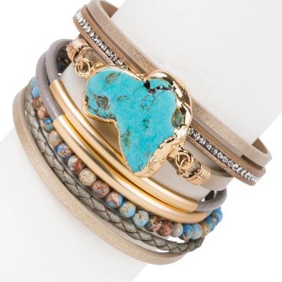 SAACHI | Jewelry | New Saachi Soraya Natural Stone Turquoise Cuff ...
